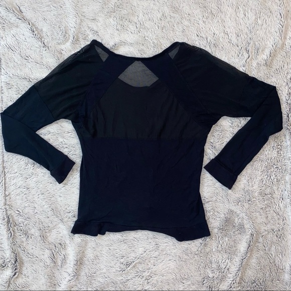 Tops | Black Sheer Longsleeve Workout Top | Poshmark